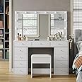 Amazon.com: FUSOU Vanity Desk with Power Outlet, Makeup Vanity with ...