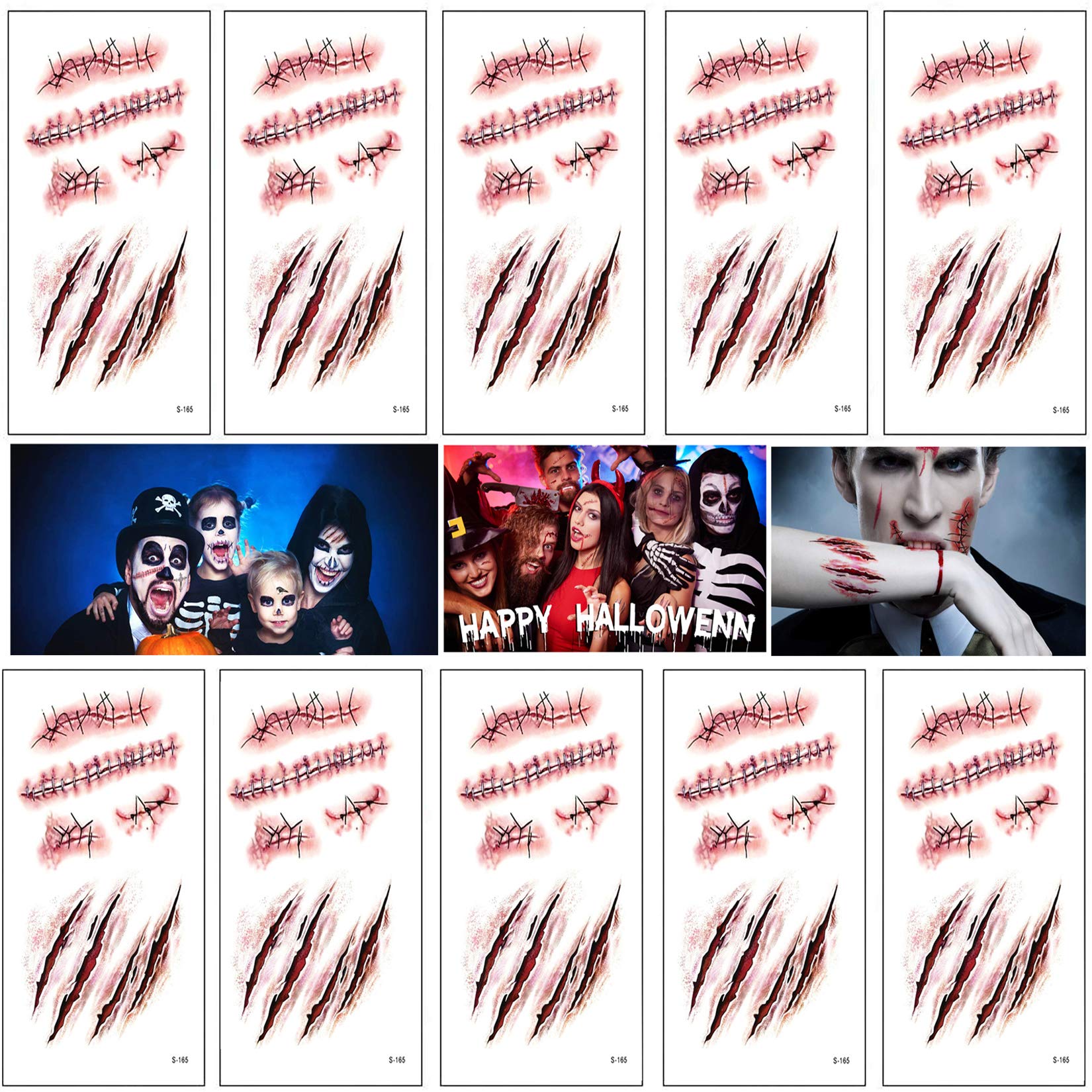 Mua Halloween Scar Temporary Tattoos, Bezall 10 Sheets Realistic Fake ...