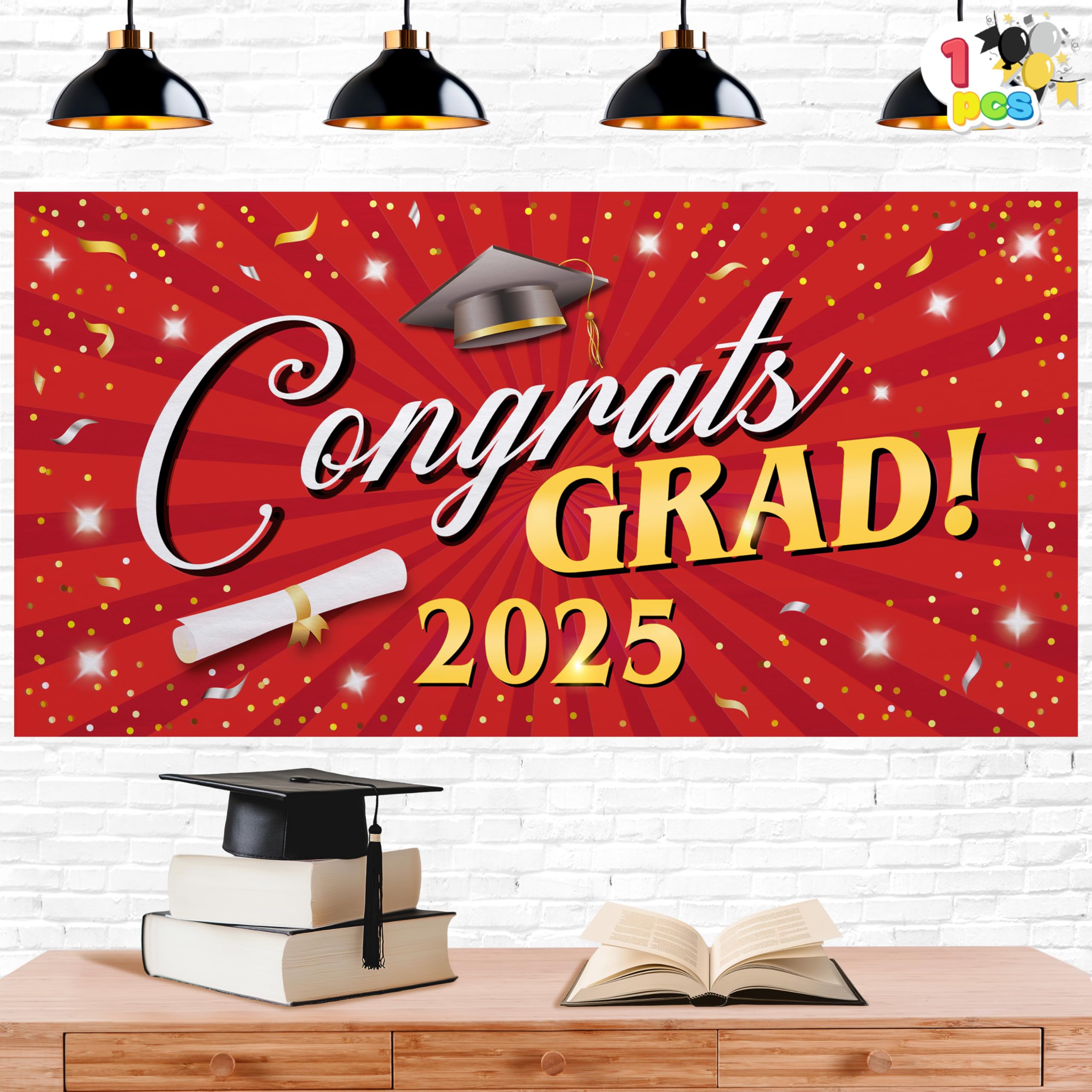 JOYIN 2025 Graduation Plastic Backdrop (Red), 65" Class of 2025 ...