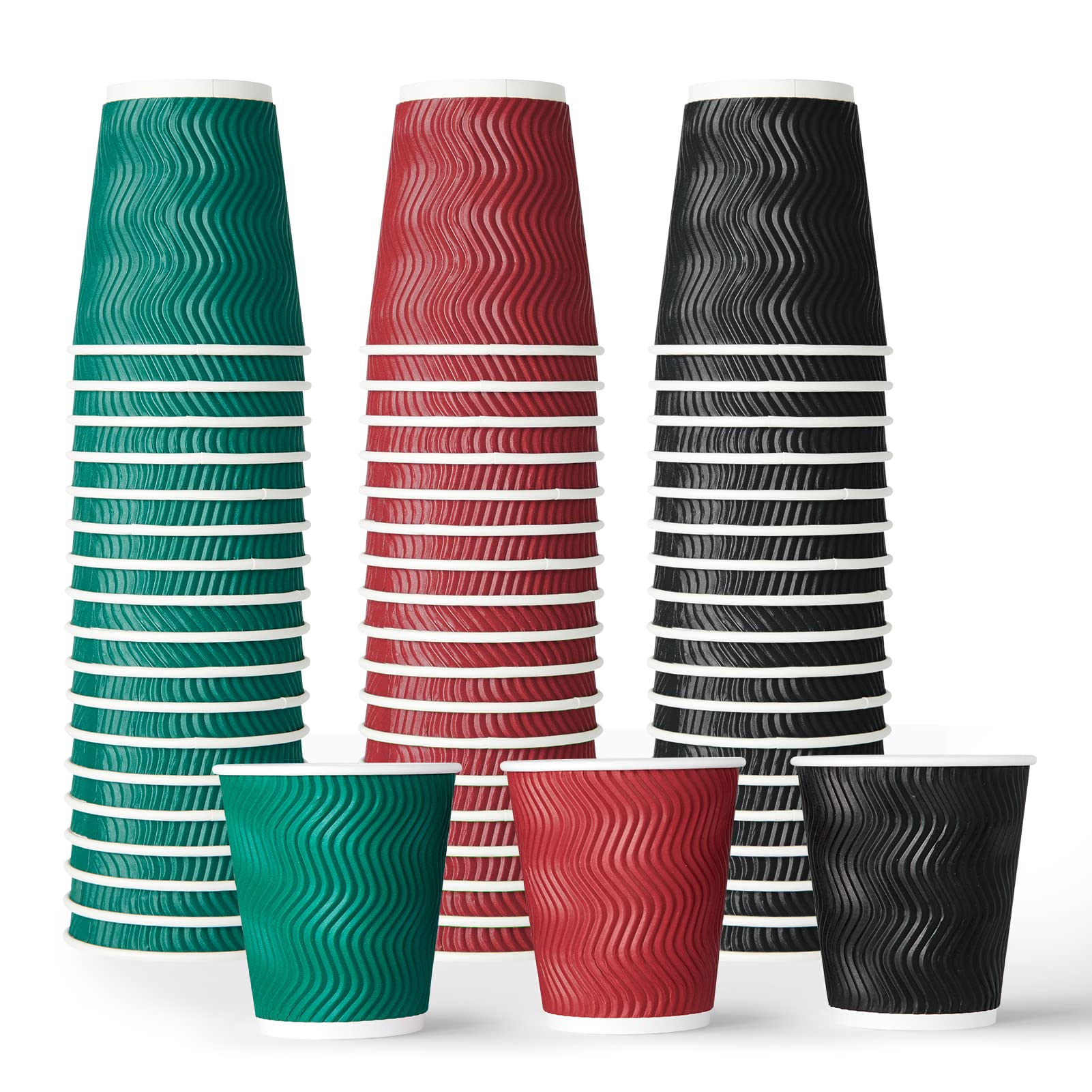 MUCHII 10 oz Insulated Paper Coffee Cups, 120 Count, Multicolor ...