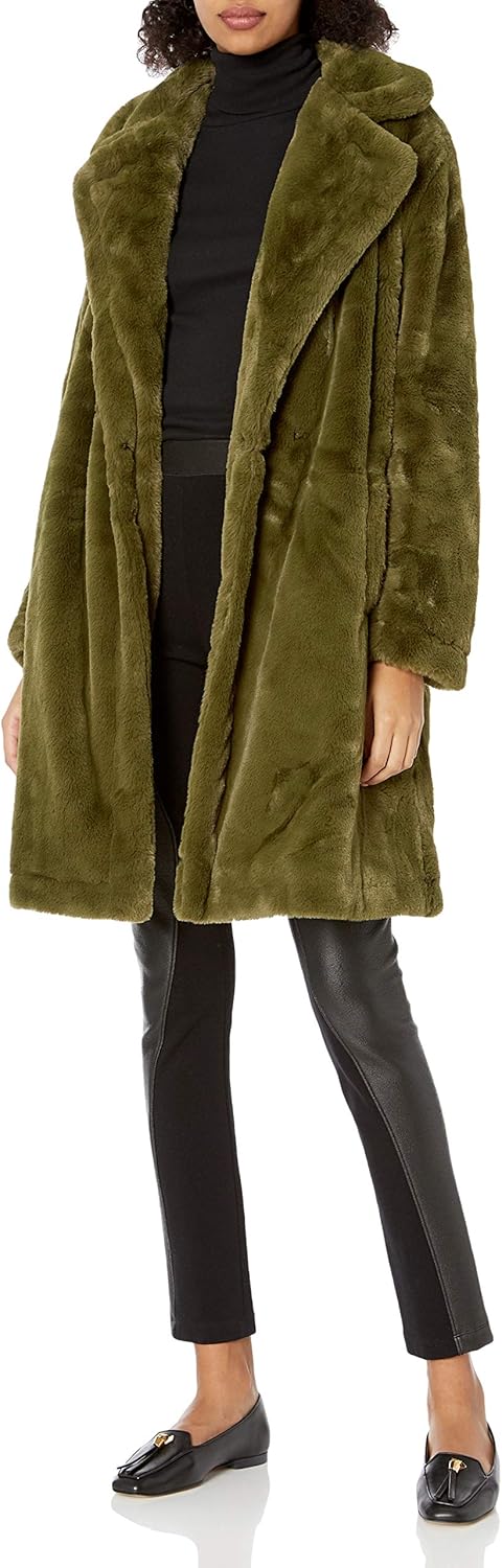 French Connection Women's Faux Fur Coats and Jackets, Loden Green ...
