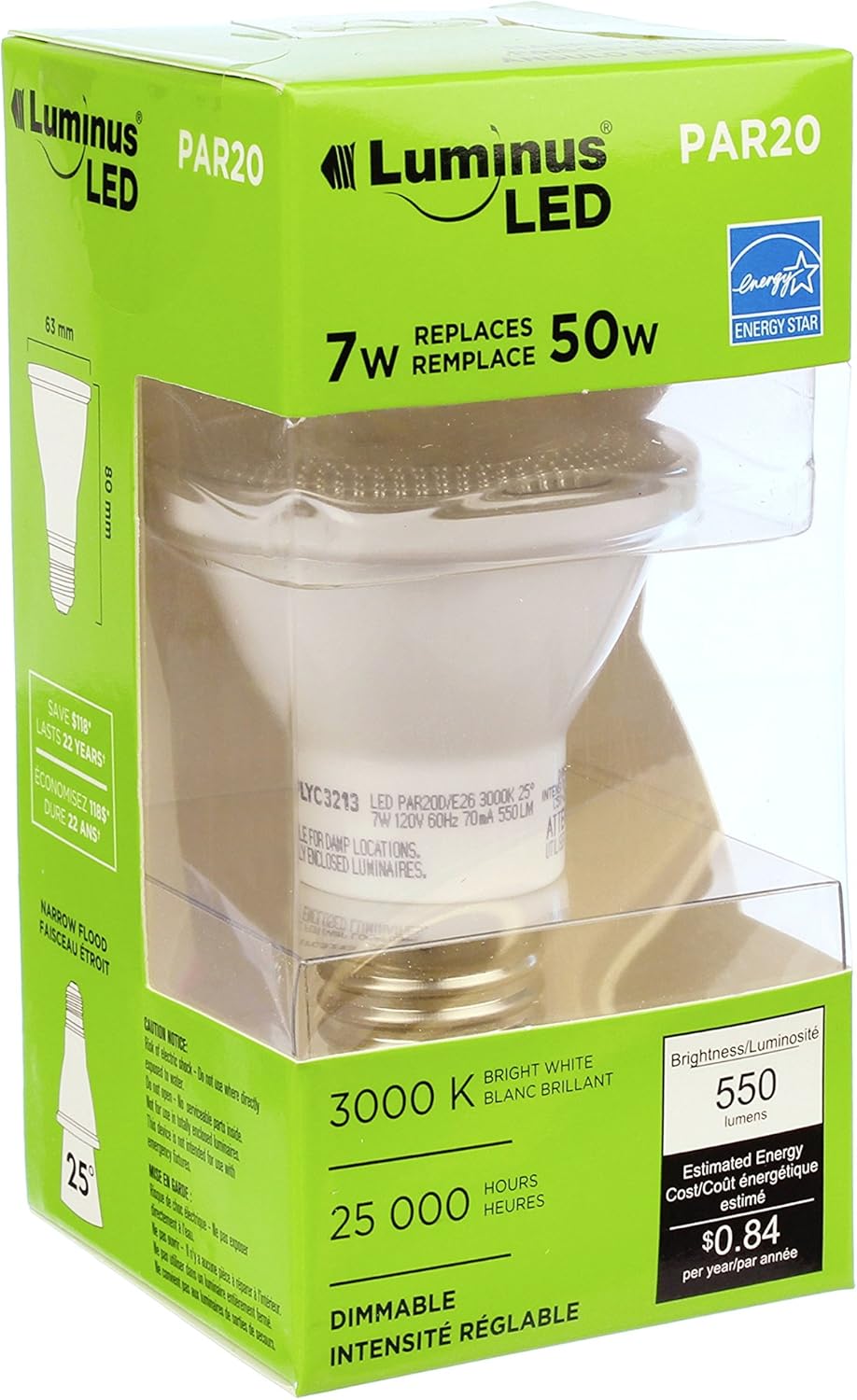 Luminus PLYC3213 Narrow Flood-7W (50W) 550 Lumens 3000K Dimmable Led ...