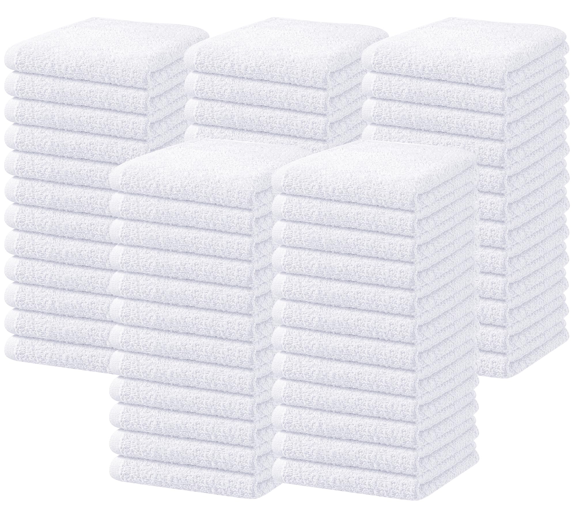 Oakias 100% Cotton Wash Cloths 60 Pack White - 12 x 12 Inches Ring Spun ...