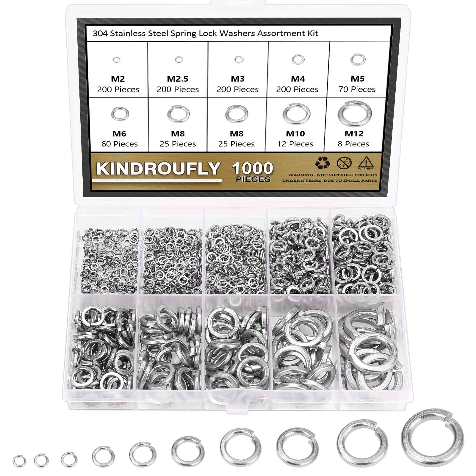 Mua 1000 Pieces 304 Stainless Steel Lock Washers, Split Lock Washers ...