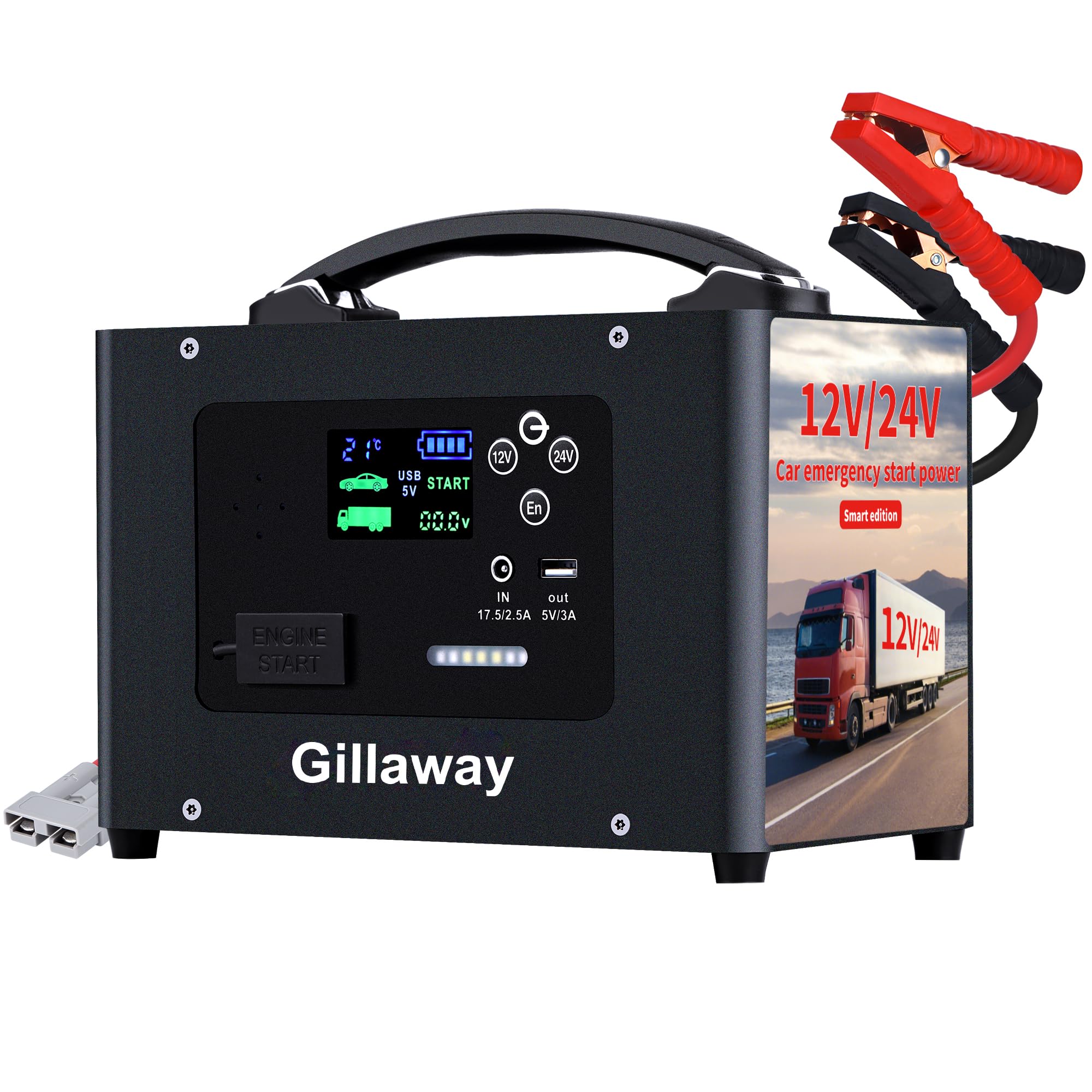 Gillaway 10000A Jump Starter, 24V 155WH Car Jump Starter Battery Pack ...