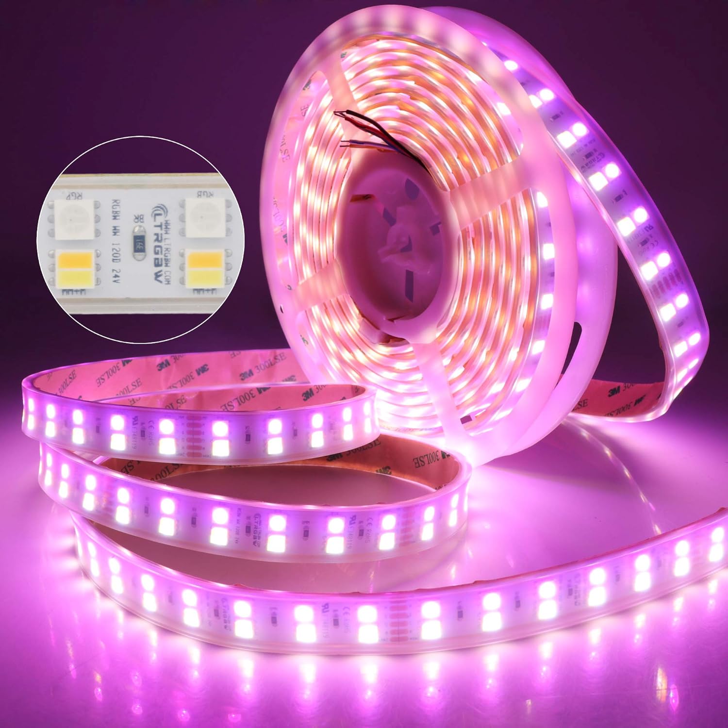 LTRGBW Double Row 5050 RGB-CCT Tunable White Color 600 LEDs 24V RGB-W ...