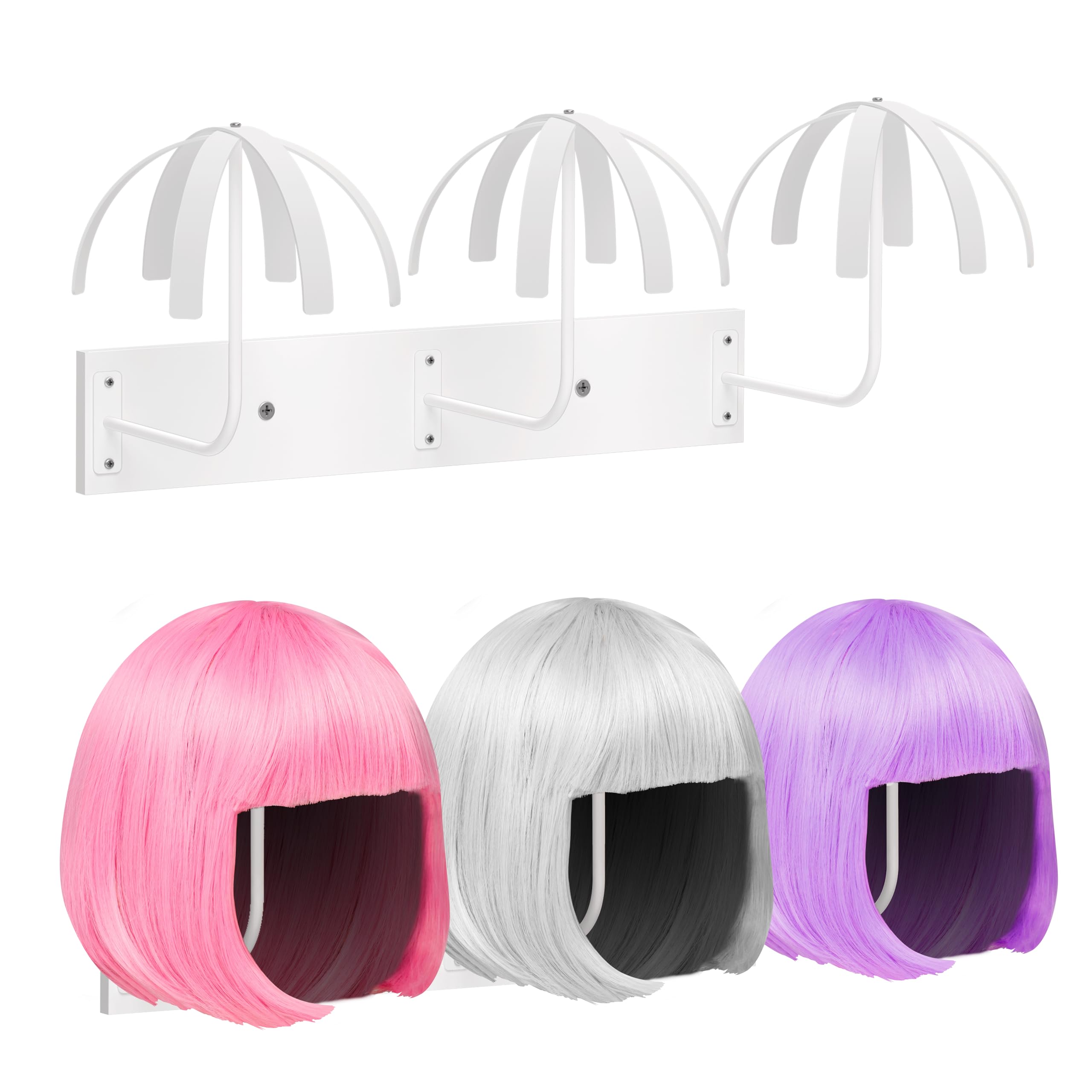 Yumkfoi Hanging Wig Stand for Multiple Wigs, 6 PCS Wall Mounted Wig ...