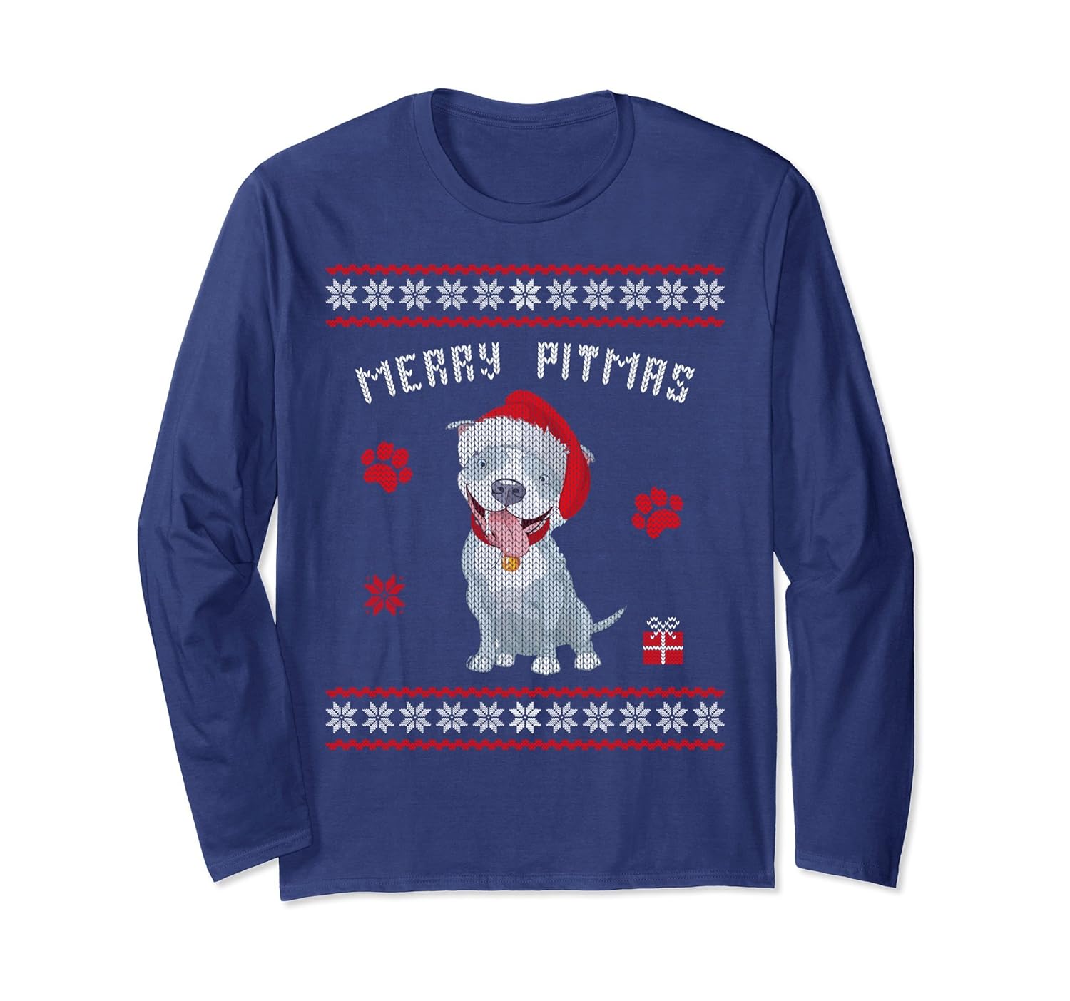 Merry Pitmas Ugly Sweater Style Christmas Dog Pit-bull-TH – TEEHELEN