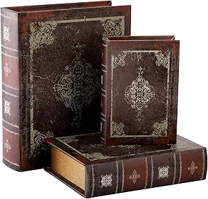 Tosnail 3 Pack Decorative Book Boxes with Magnetic Cover, Wooden ...