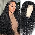 Amazon.com : 20Inch Deep Wave Lace Front Wigs Human Hair-13x4 HD Transparent Deep Wave Frontal ...