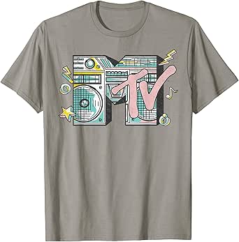 Amazon.com: MTV Logo Vintage I Want My Boombox Graphic T-Shirt: Clothing