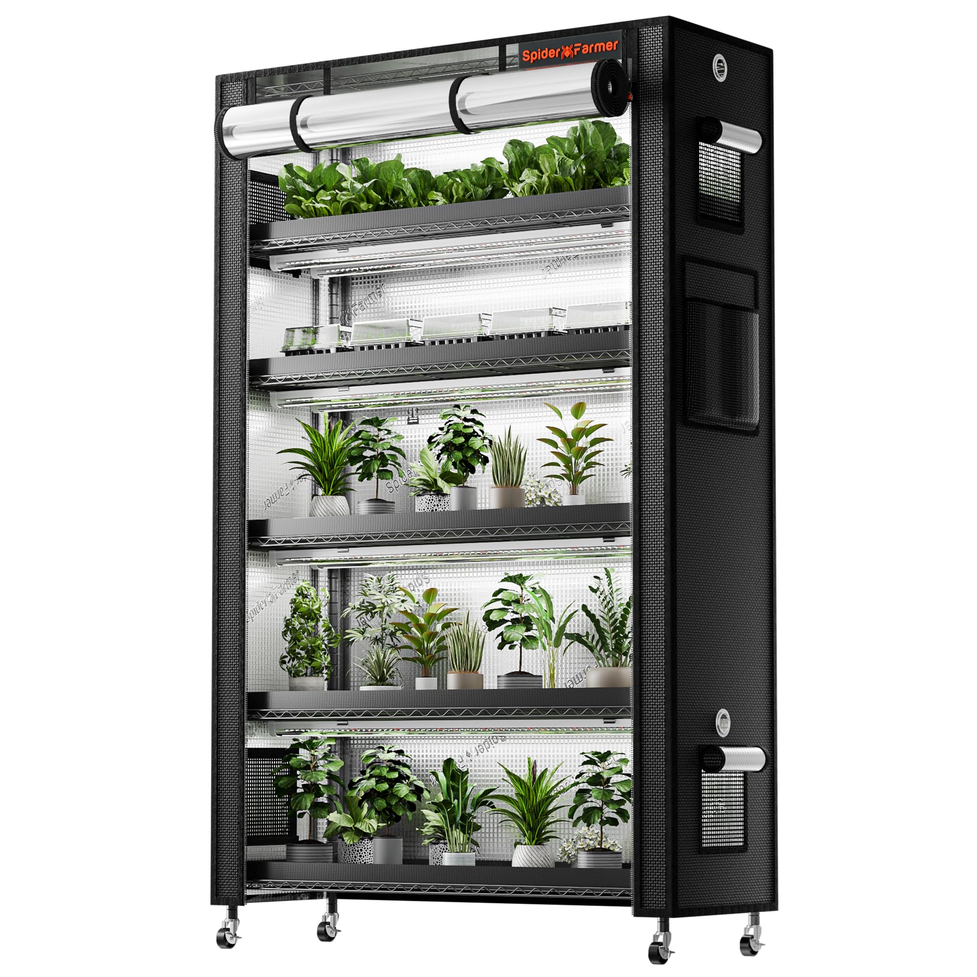 Spider Farmer 2025 Plant Stand with Grow Lights, 6-Tier Plant Shelf ...