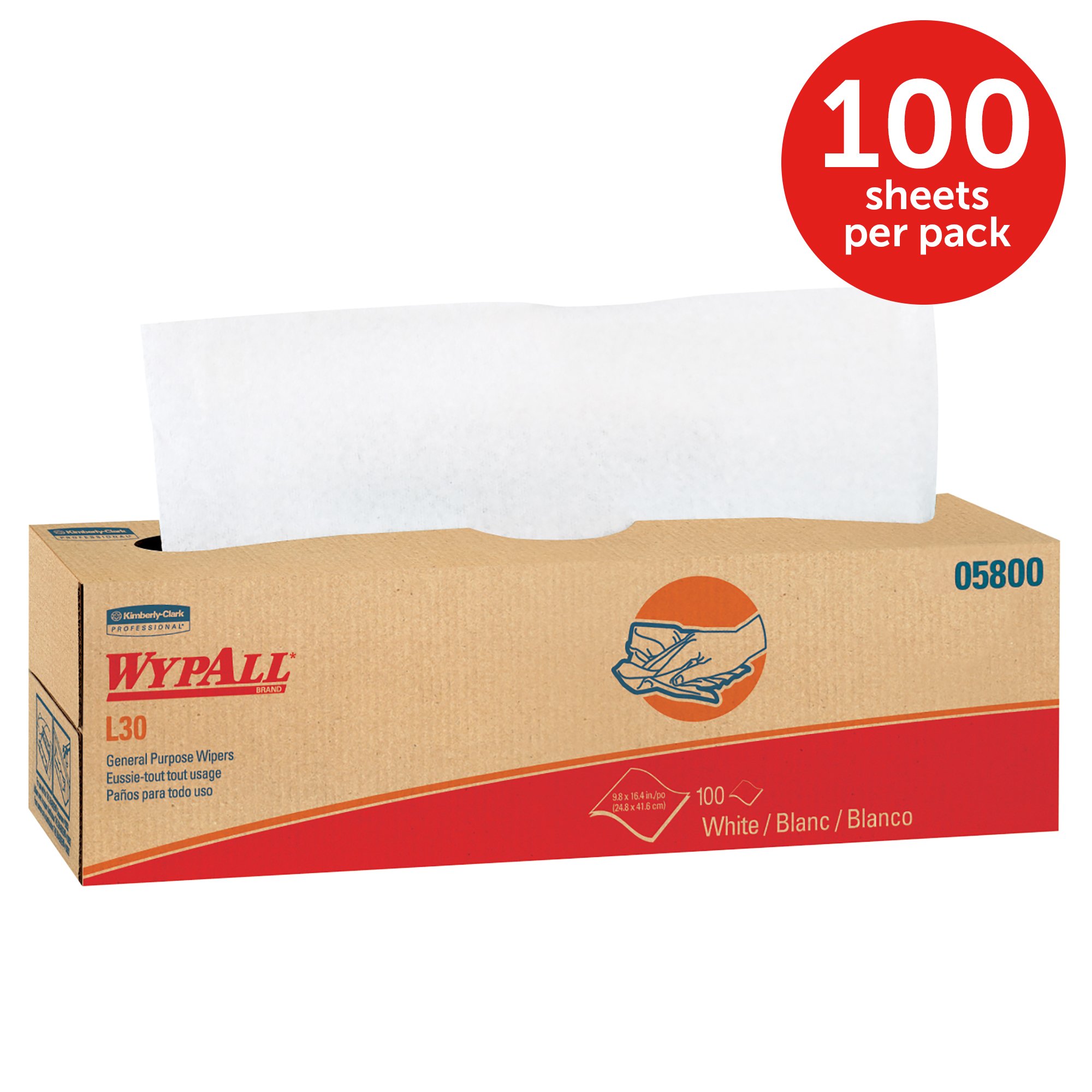 Wypall L30 DRC Towels (05800), Strong and Soft Wipes, White, 100 Sheets ...