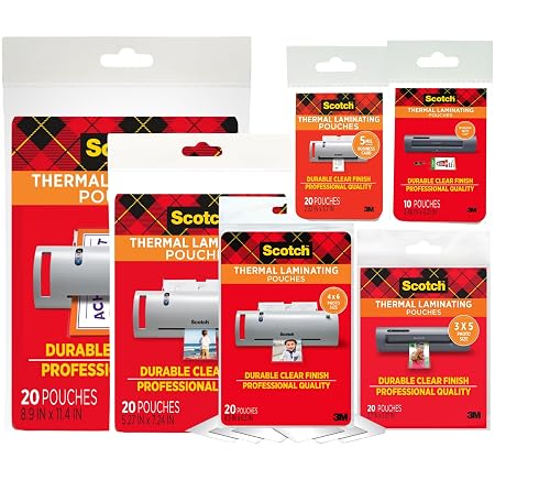3M Thermal Laminating Pouch Variety Pack, 110 Assorted Clear Pouches (6 ...