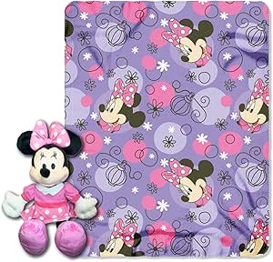 Amazon.com: Pink and Purple Minnie Mouse Throw Blanket and Pillow Set ...