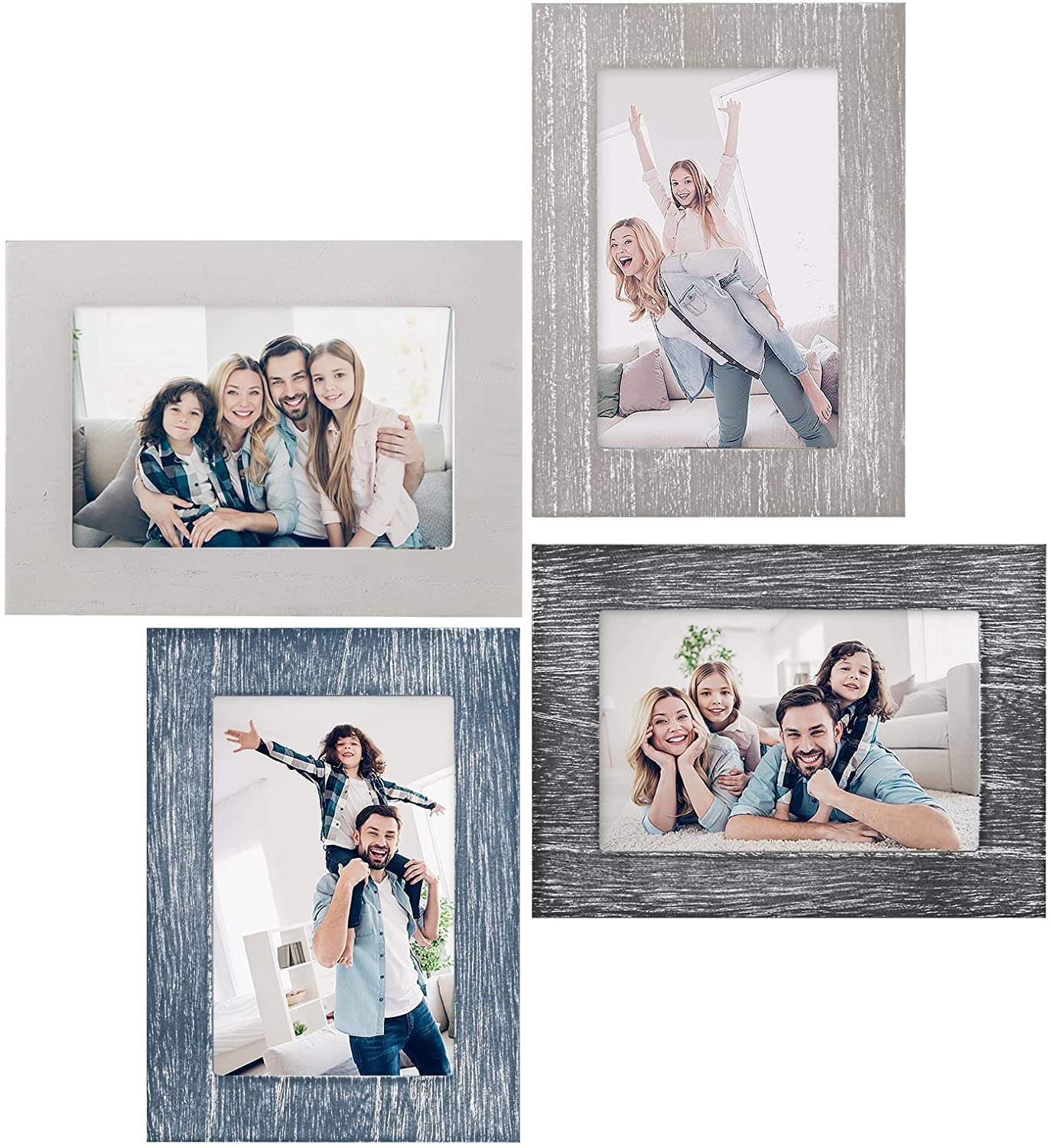 eletecpro 5x7 Picture Frames Set of 4 Wooden Designs Wall Decor ...