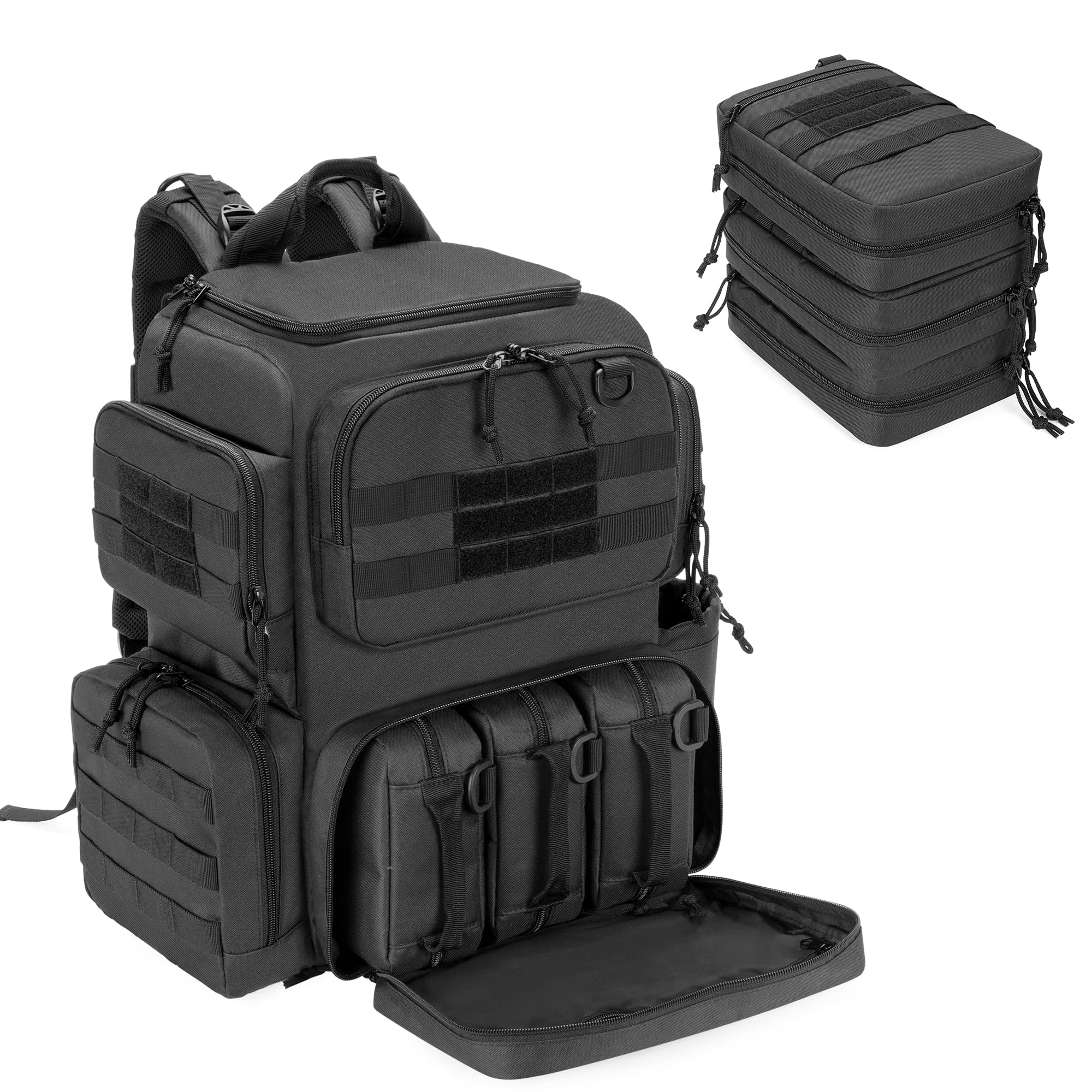 DSLEAF Tactical Pistol Backpack with 3 Pistol Cases for 6 Handguns, Gun ...