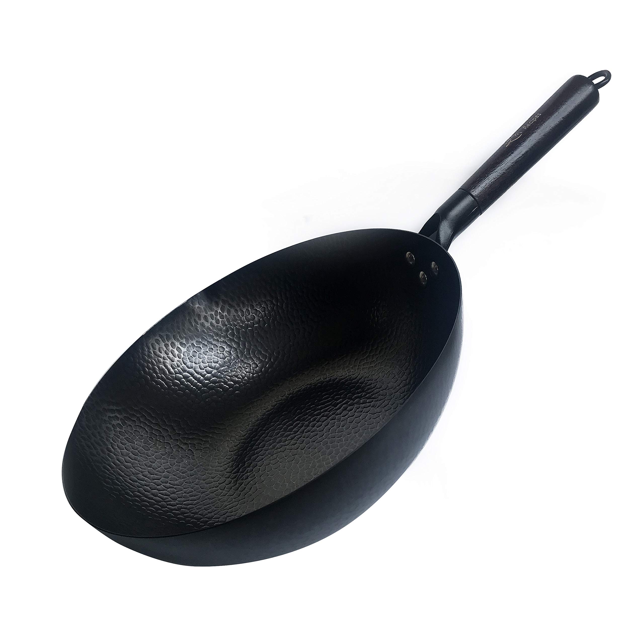 Carbon Steel Wok For Electric, Induction and Gas Stoves (Lid, Spatula ...