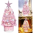 Amazon.com: Tabletop Christmas Tree 24-inch Mini Christmas Tree with LED String Lights, Star ...