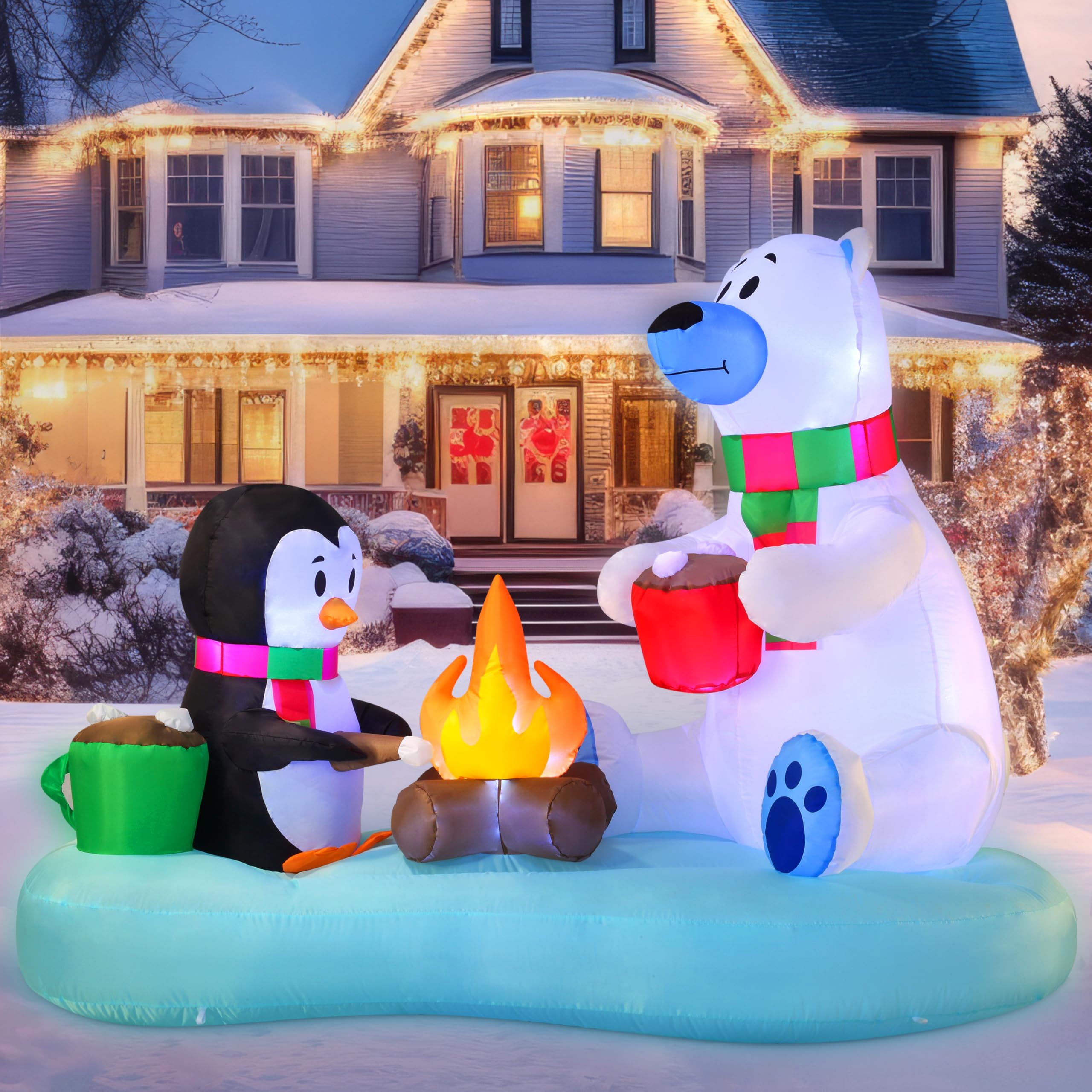 Joiedomi 6 FT Long Christmas Inflatable Polar Bear and Penguin with ...
