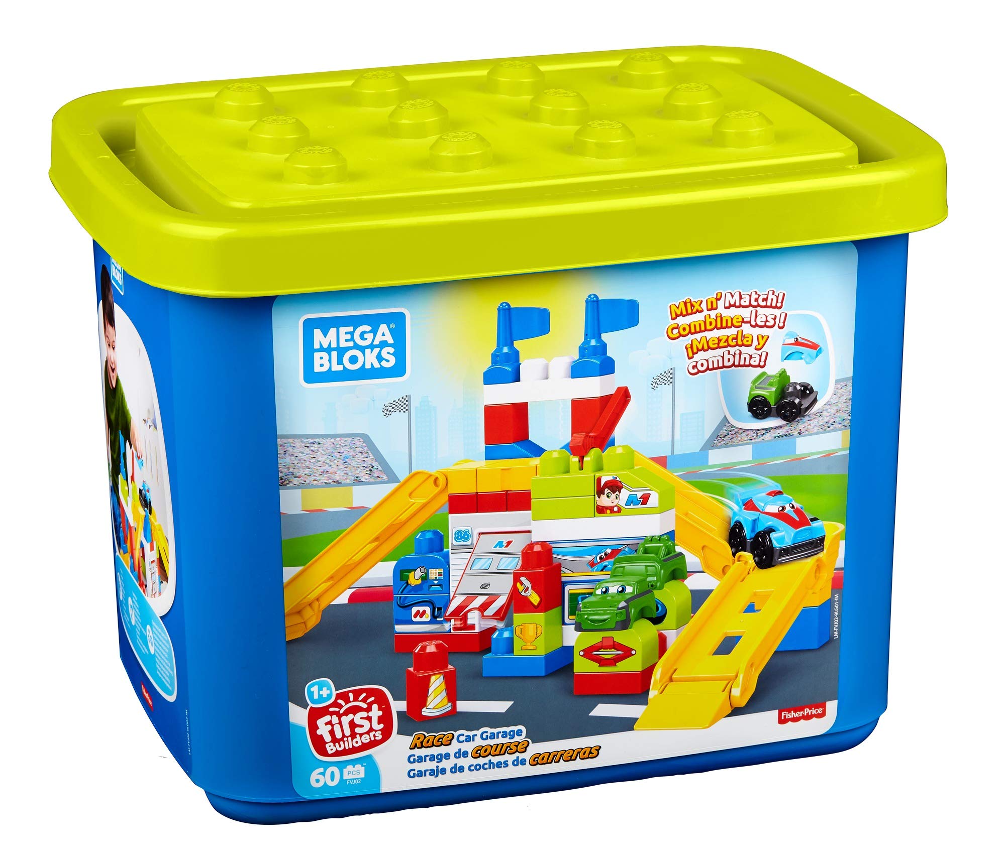 Mega Bloks First Builders Race Car Garage With Big Building Blocks ...