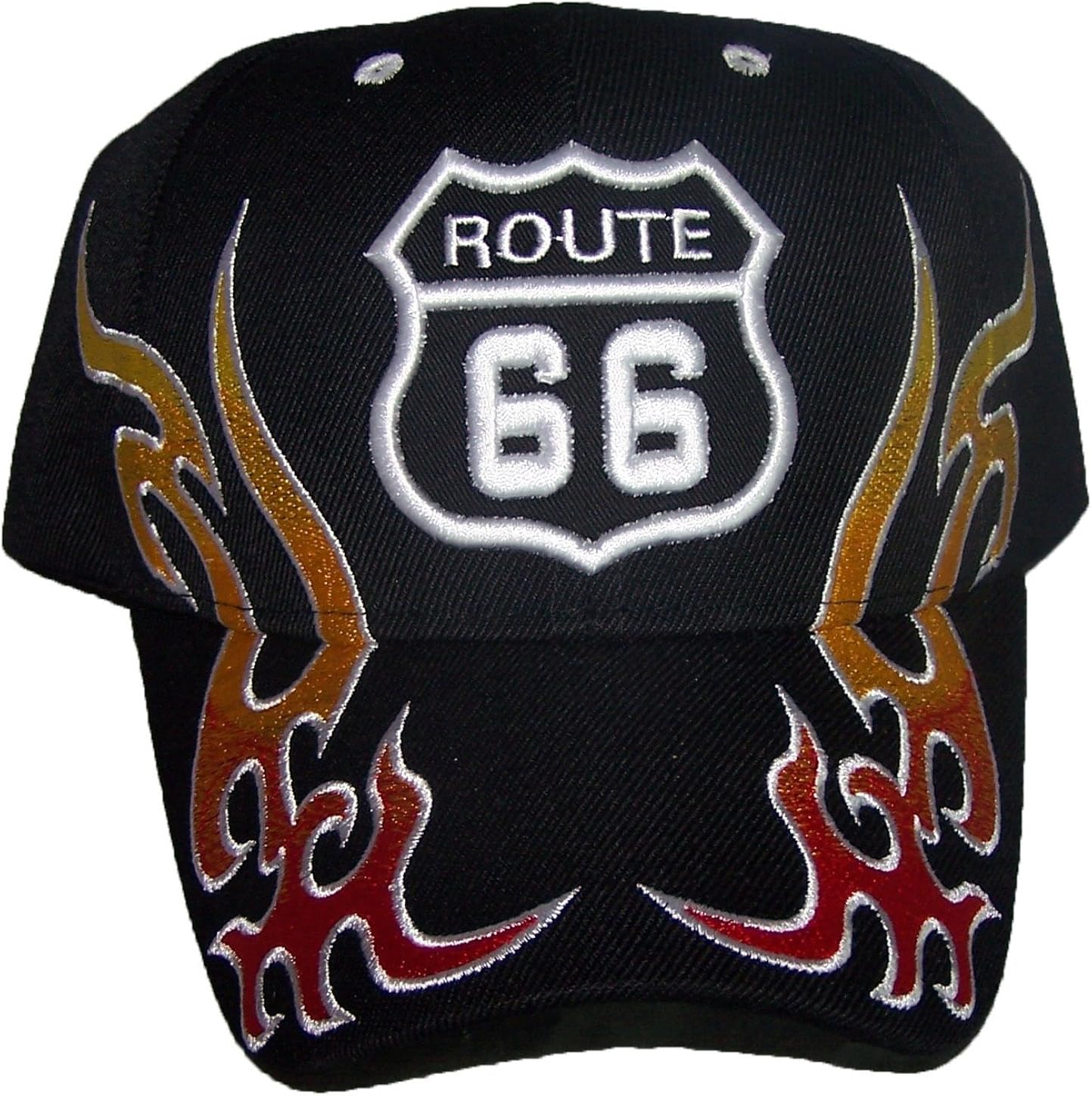 Route 66 Flames Baseball Caps Hats Embroidered (7508R3 Z) Black at ...