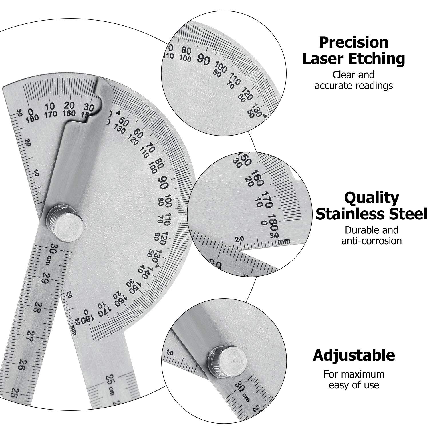 Angle Protractor Angle Finder Ruler Two Arm Stainless Steel Protractor ...