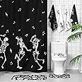 Amazon.com: Honoson 8 Pcs Skeleton Shower Curtain Set with Rugs and ...