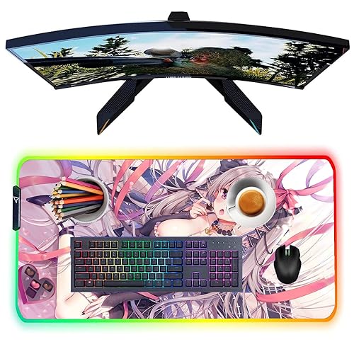 Mouse Pads Anime Girl Sexy RGB LED Mouse Pad Large Luminous Color ...