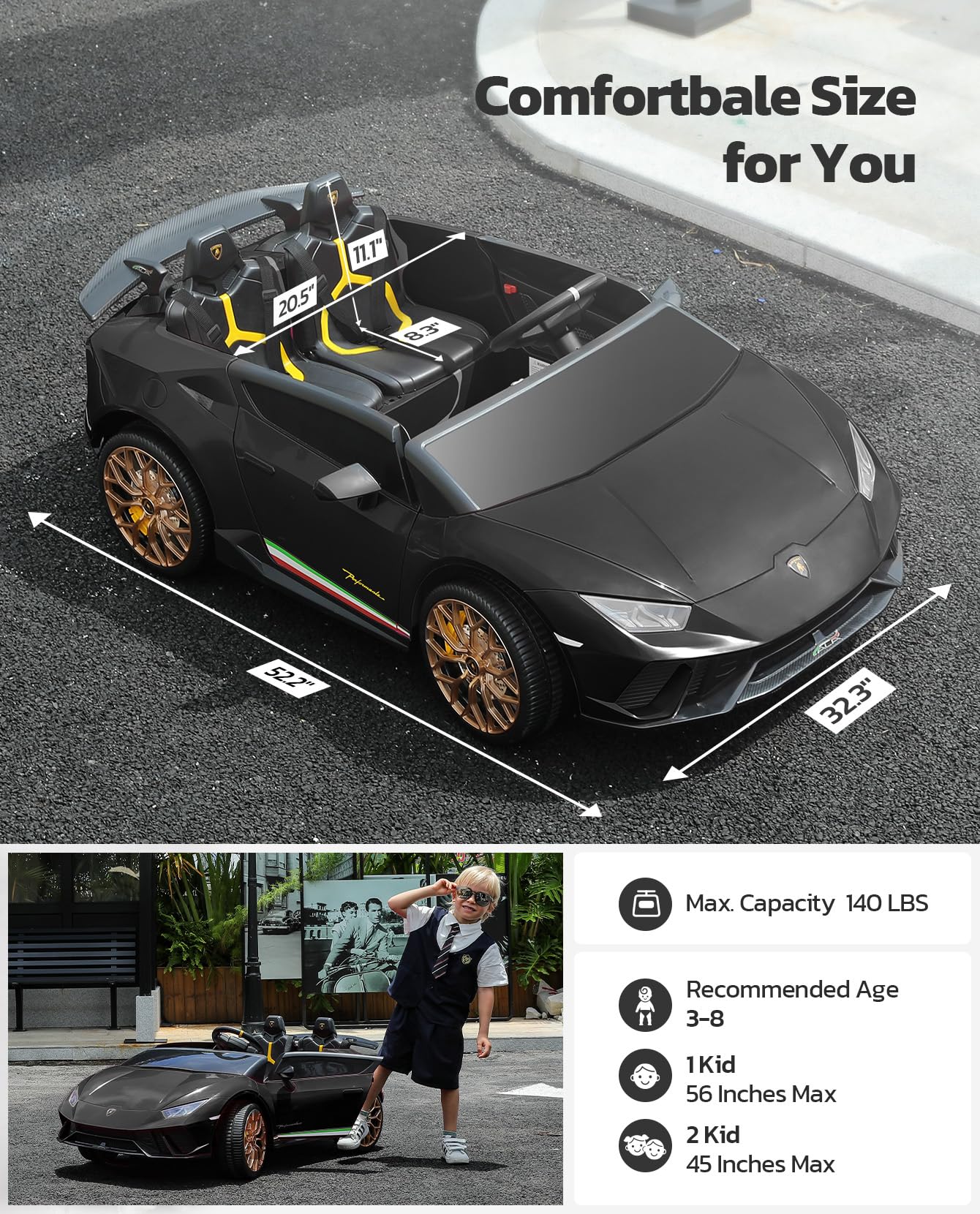 Mua ELEMARA Lamborghini 2 Seater Ride on Car for Kids, 12V10Ah Battery ...