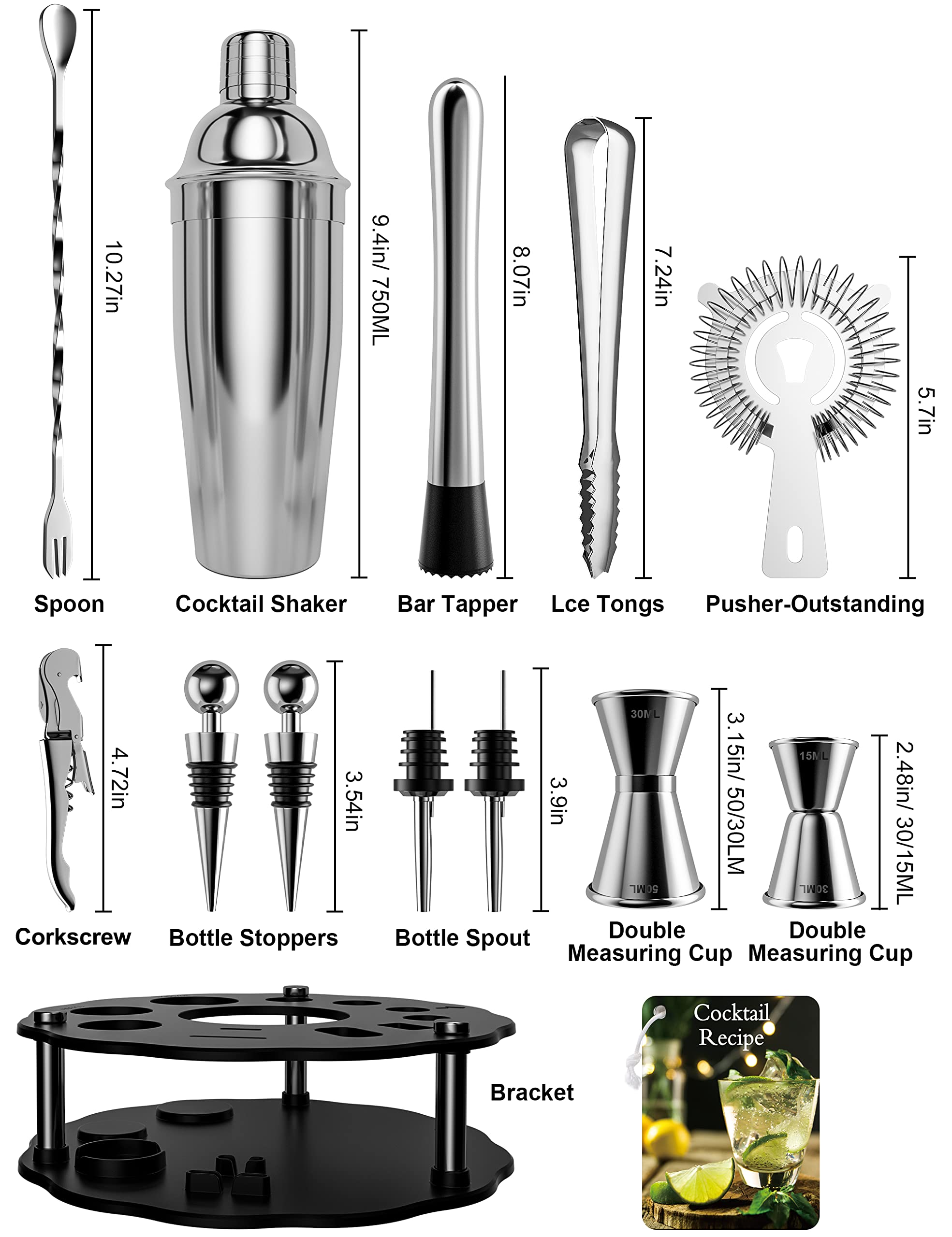 Mua Bartender Kit, 14 Piece Cocktail Shaker Set Stainless Steel Bar ...
