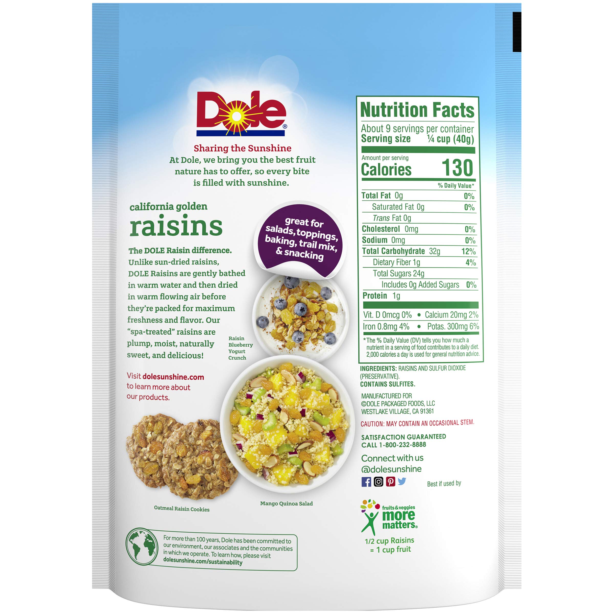Mua Dole California Golden Raisins, Dried Fruit, Healthy Snack, 12 Oz ...