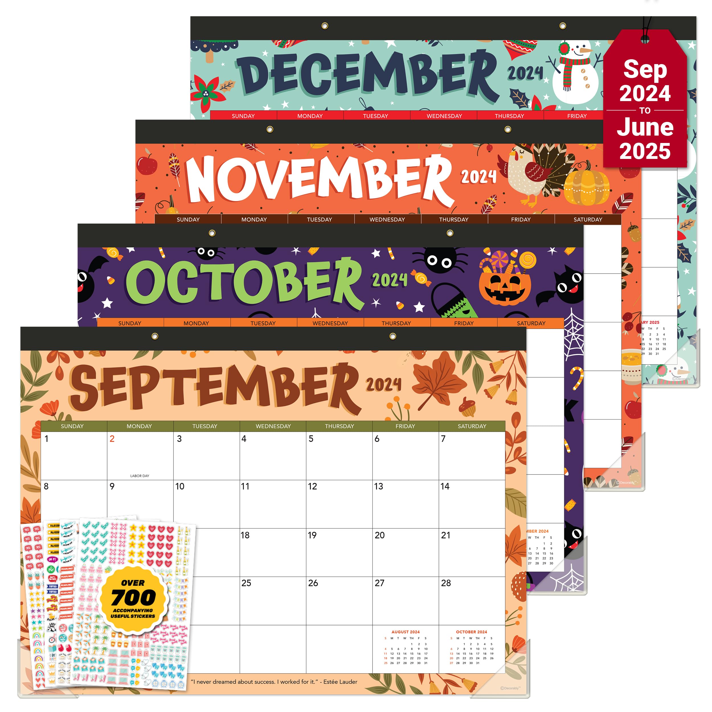 Mua Decorably Desk Calendar Landscape - 18 Months 2024 Desk Calendar ...