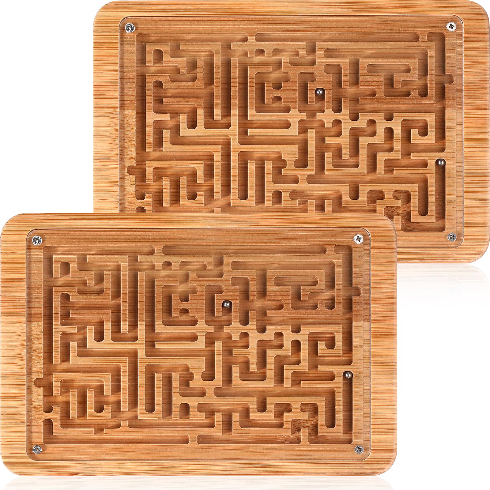 Syhood 2 Pack Wooden Labyrinth Game Marble Maze with Steel Marble ...