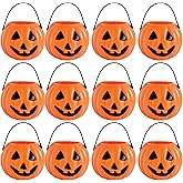 Amazon.com: Jenaai 12 Pack Halloween Pumpkin Bucket Plastic Jack O ...