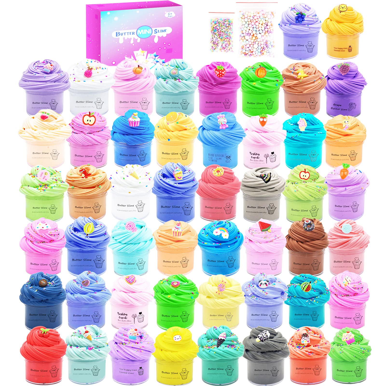 50 Pack Slime Kit for Girls and Boys -Cotten Candy Fruit Slime for ...