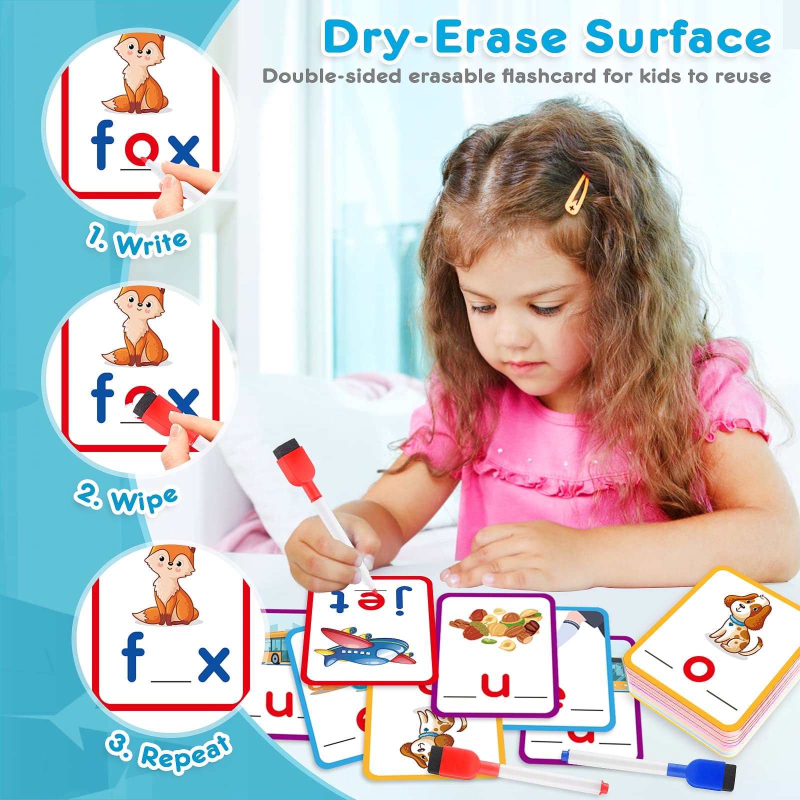 Mua KMUYSL Short Vowel Spelling Flashcards, CVC Sight Words Handwriting ...