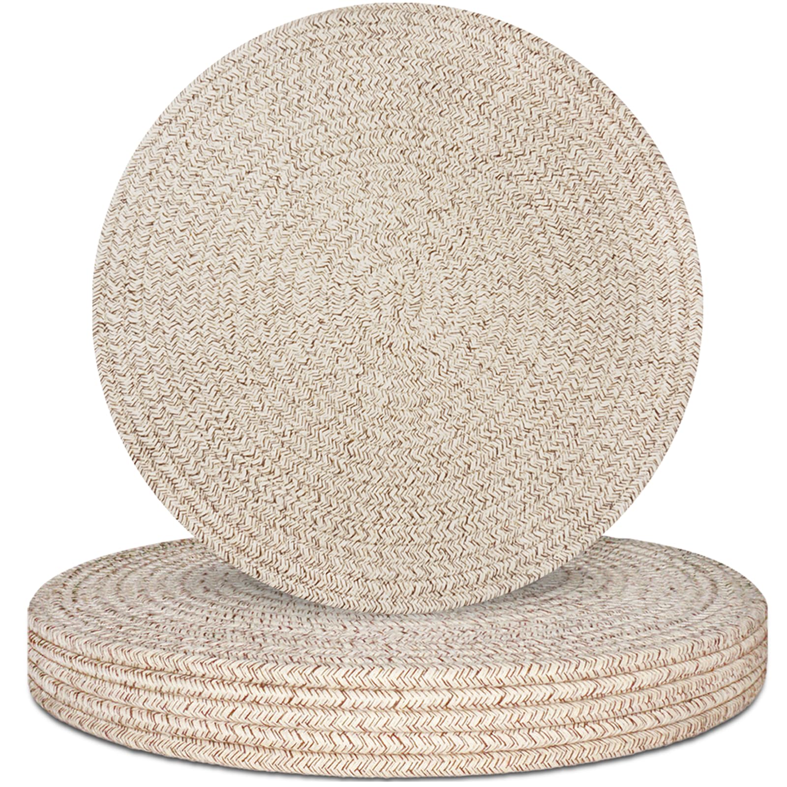 Round Placemats Set of 6, Cotton Rope Woven Table Mats, Hot Pads for ...