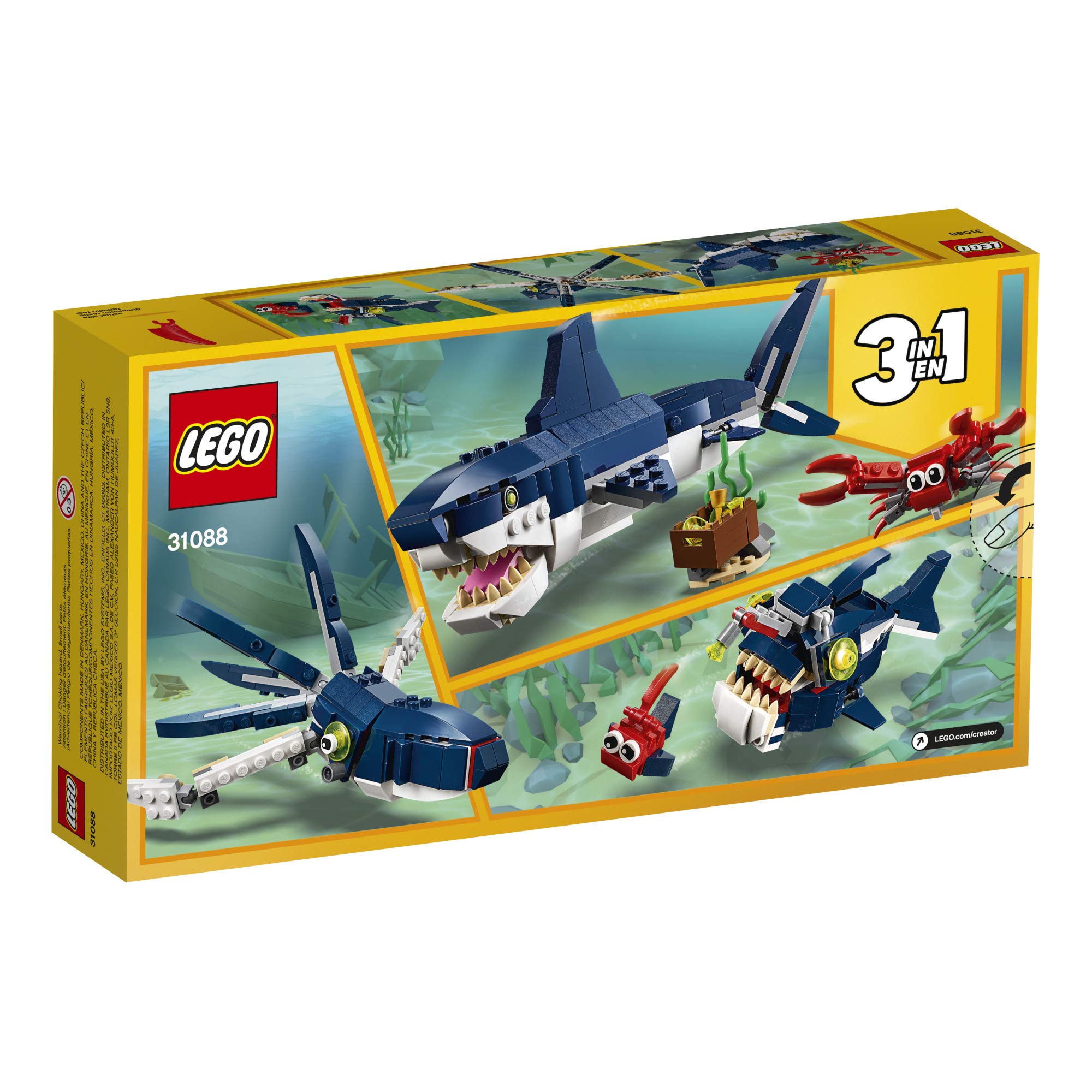 LEGO Creator 3in1 Deep Sea Creatures 31088 Shark, Crab, Squid or Angler ...