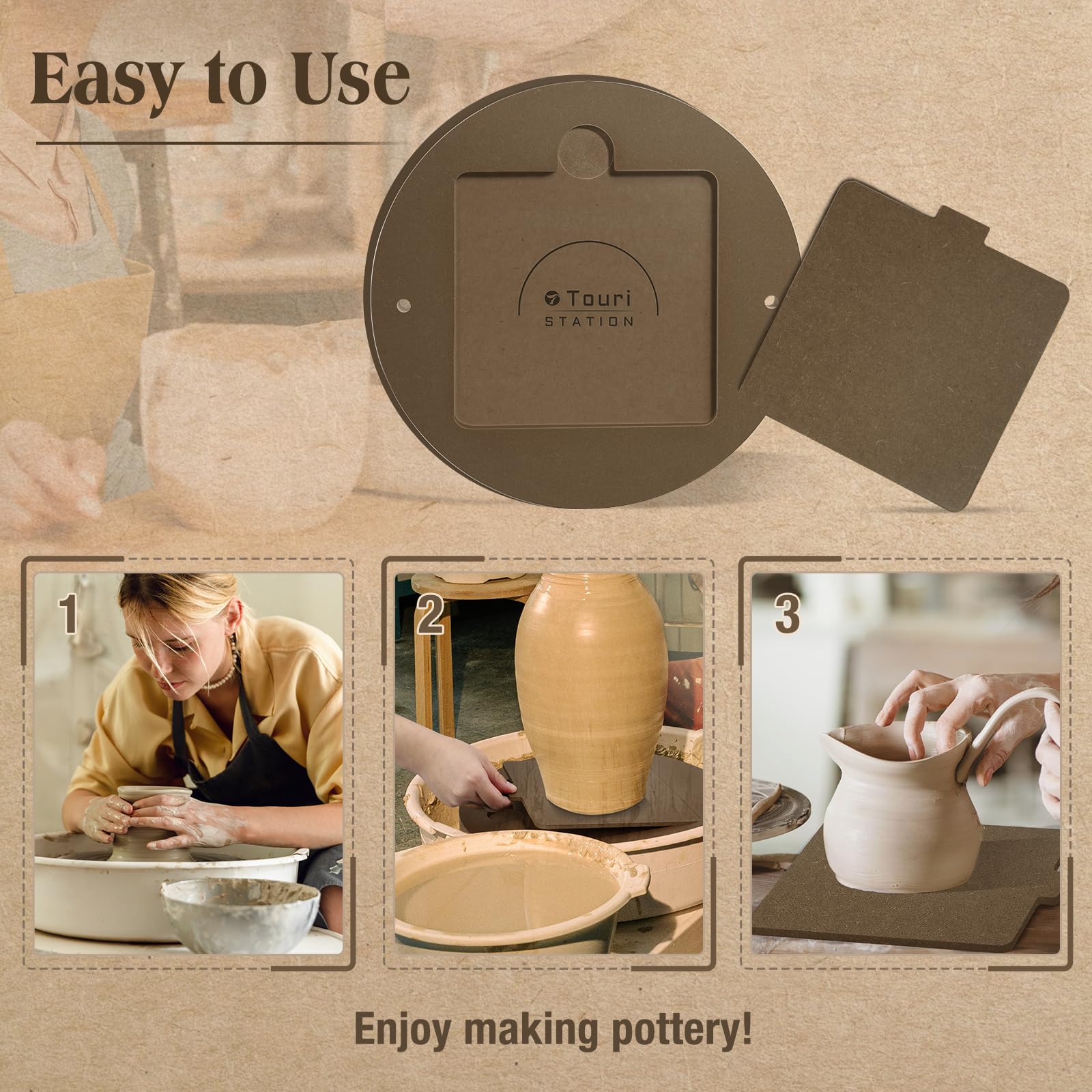 Touri Pottery Bats Tool Set (Brown 1 Pack Outer Bat & 6 Pack Inner Bat ...