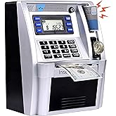 Amazon.com: Qiekaka Upgraded ATM Piggy Bank, Kids Talking Piggy Bank ...