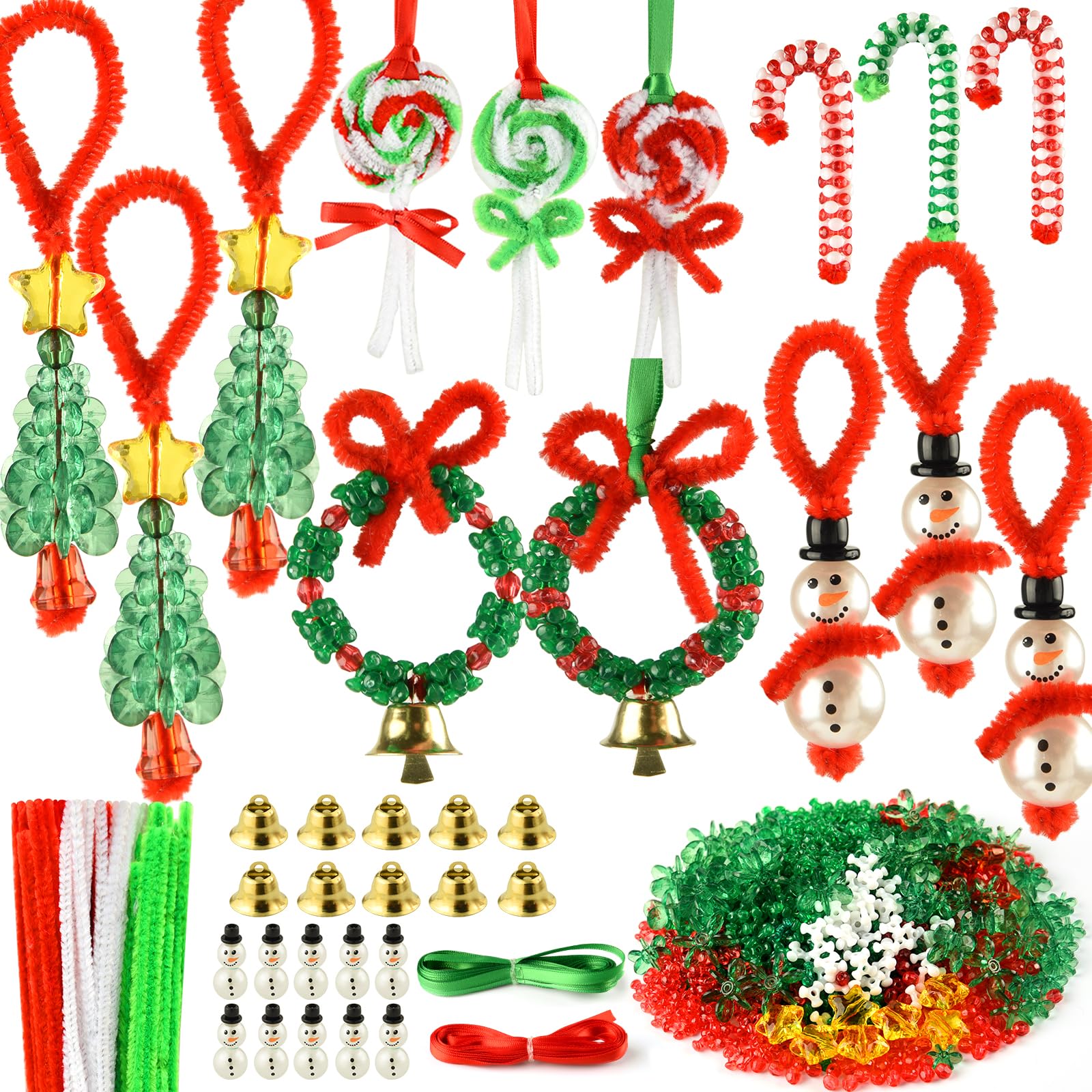 PLULON 60 Sets Christmas Crafts for Kids Christmas Beaded Ornament Kit ...