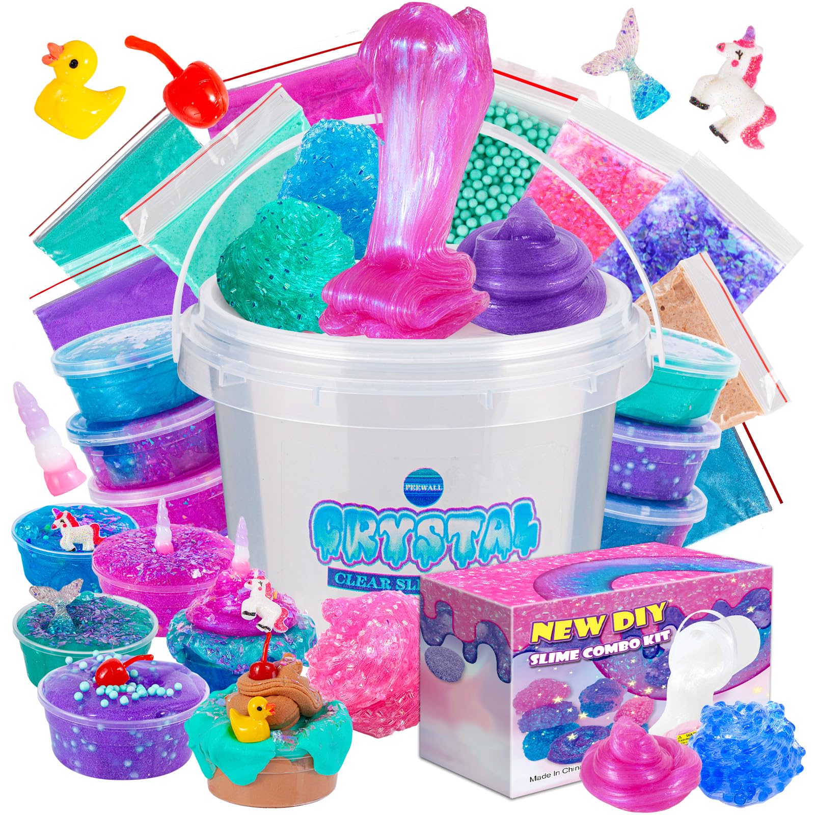 Mini Crunchy Slime kit,DIY Clear Slime,23 Pack Slime Bucket for Kids ...