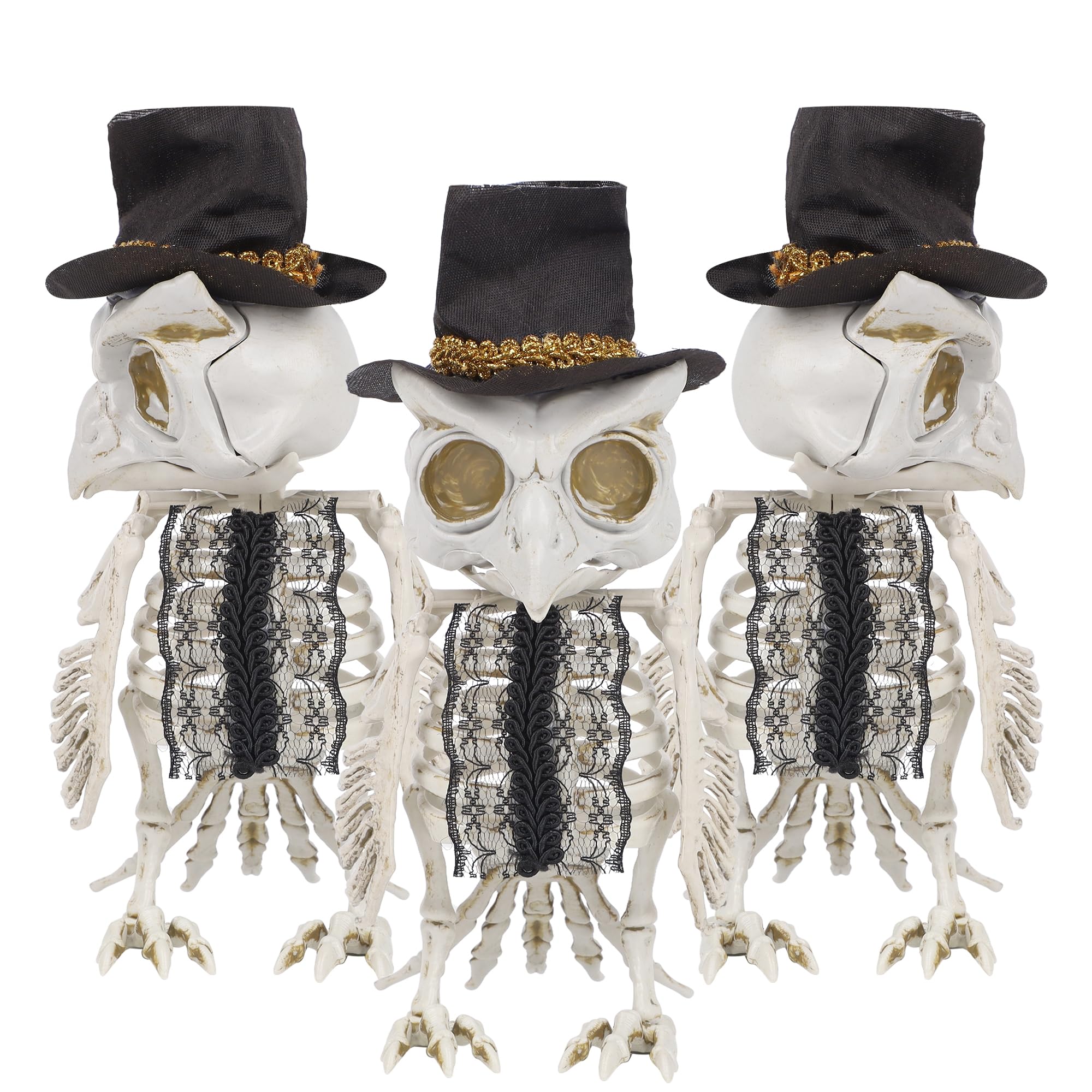 DR.DUDU 3 Pack Halloween Skeleton Owl Decor, Life Size Animals ...