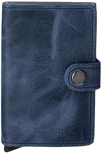 SECRID mini wallet genuine Blue leather with Titanium RFID protection ...