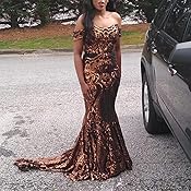 Aries Tuttle Gold Bling Bling Sequined Mermaid Women's Prom Evening ...