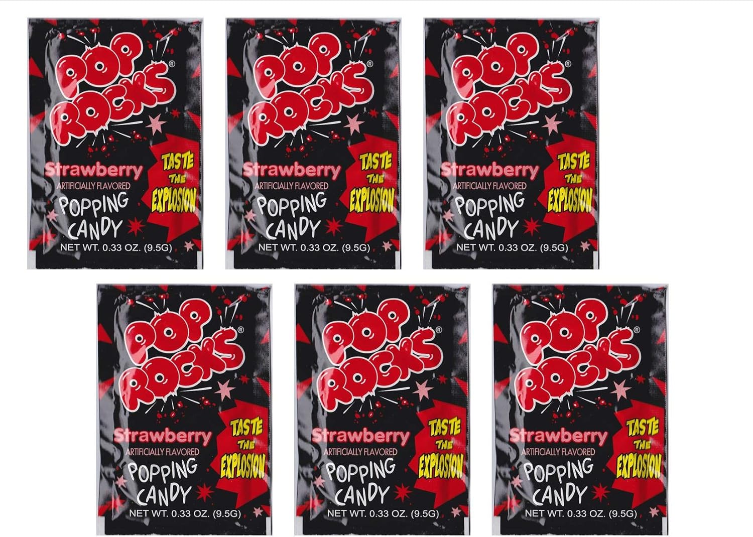 Pop Rocks Popping Fizzing Crackling Candy 6pk (Strawberry, 6 Pack ...