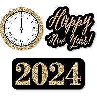 Amazon.com: Big Dot of Happiness New Year's Eve - Gold - DIY Shaped ...
