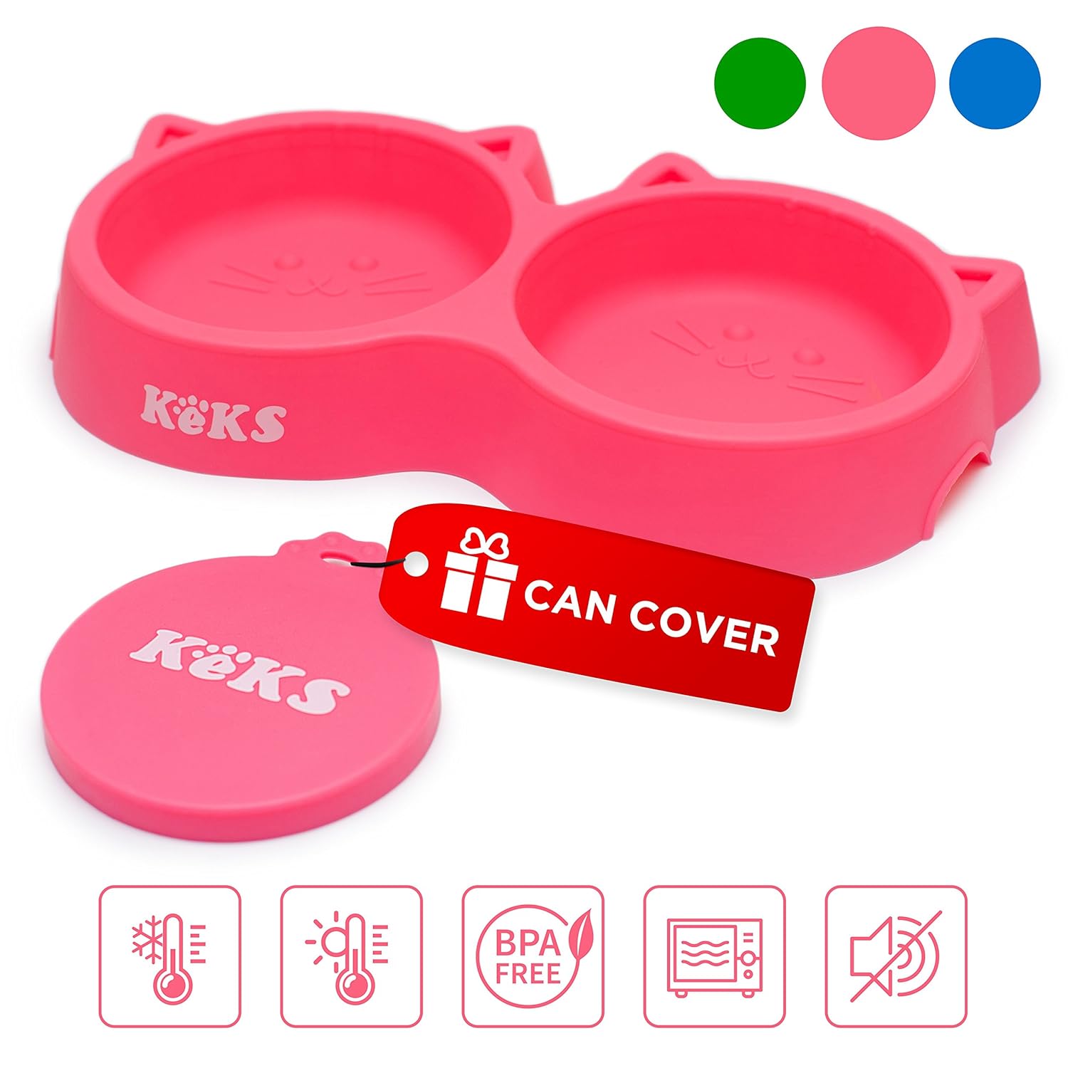 Cat Bowls - Pink Cat Food Set of Silicone Cat Feeder Stand & Pets Food ...