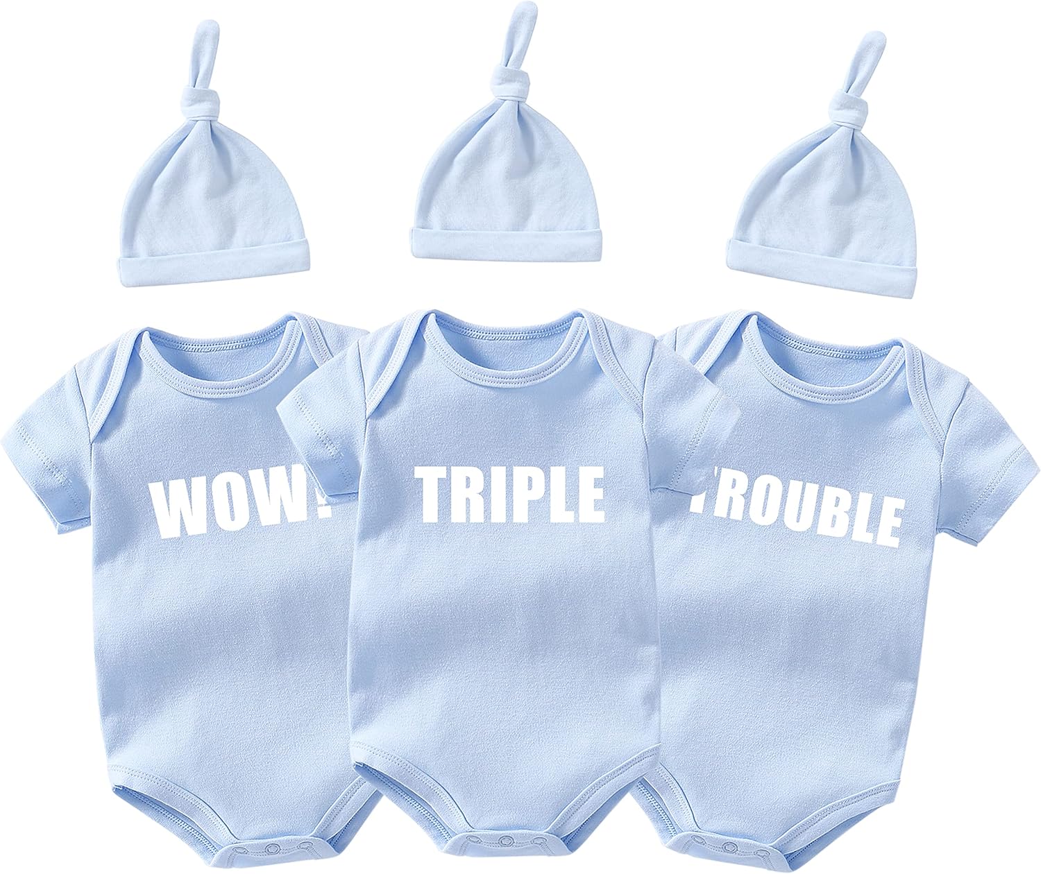 AOUYOA Baby Triplets Bodysuits Funny Wow Triplet Trouble Triplets ...